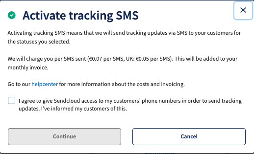 Send tracking updates with SMS text messaging – Sendcloud Help Center