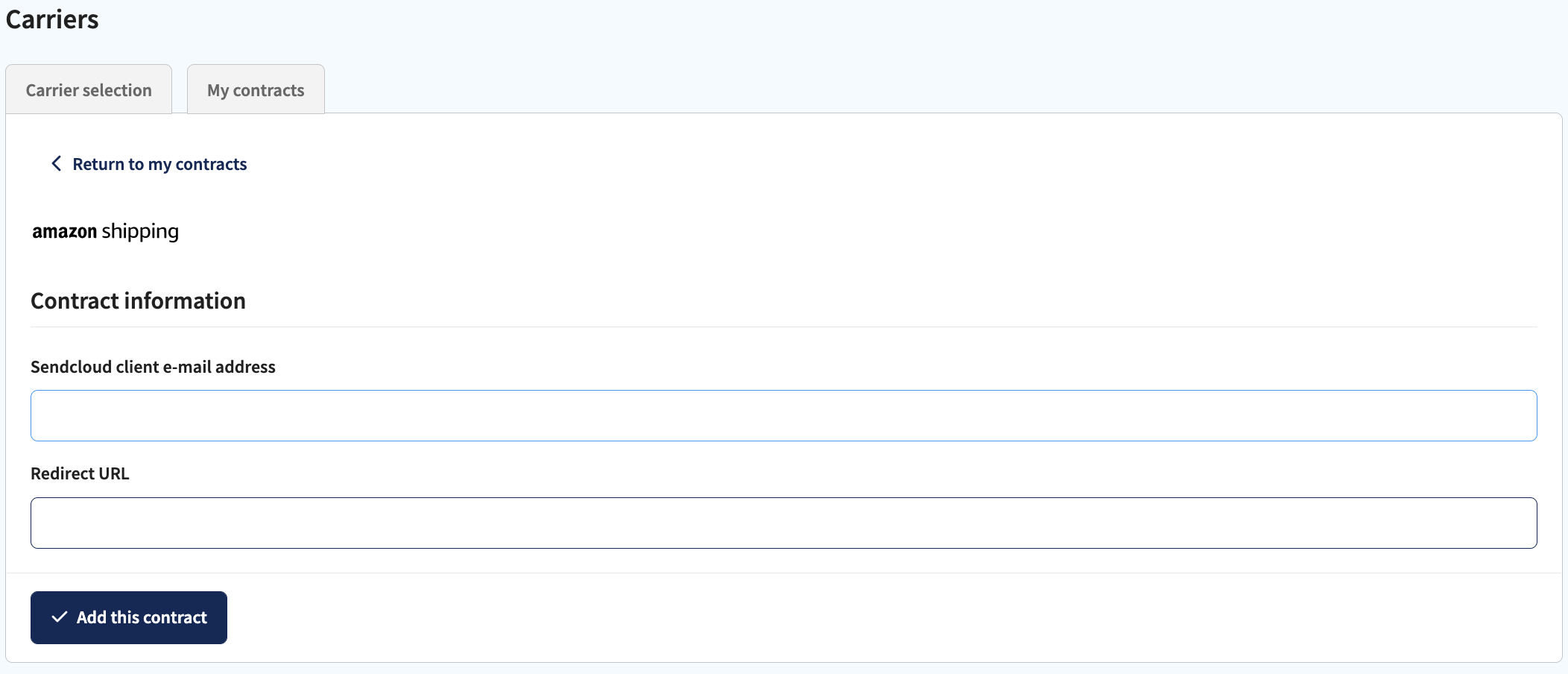 Amazon Shipping contract activation – Sendcloud Help Center