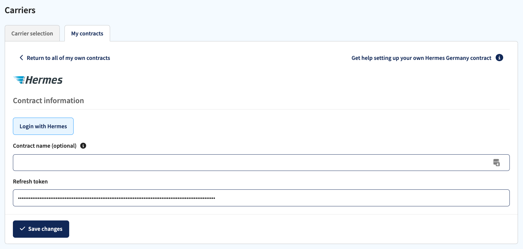 Hermes Germany contract activation – Sendcloud Help Center