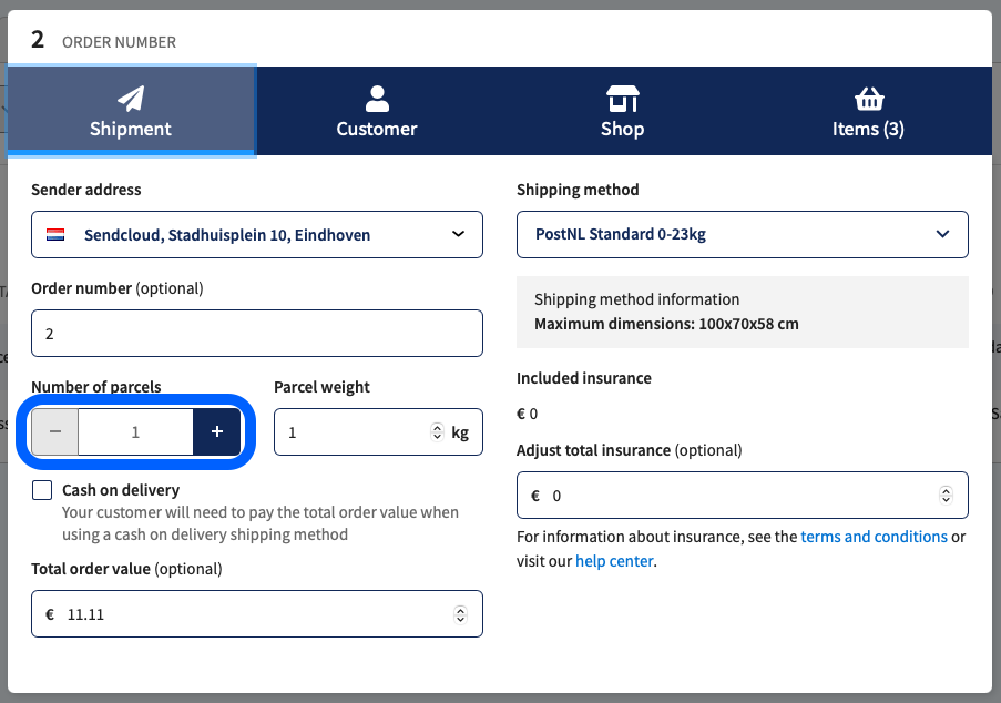How to create multicollo shipments – Sendcloud Help Center