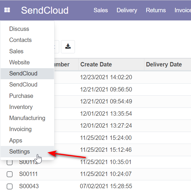 Odoo integratie – Sendcloud Help Center