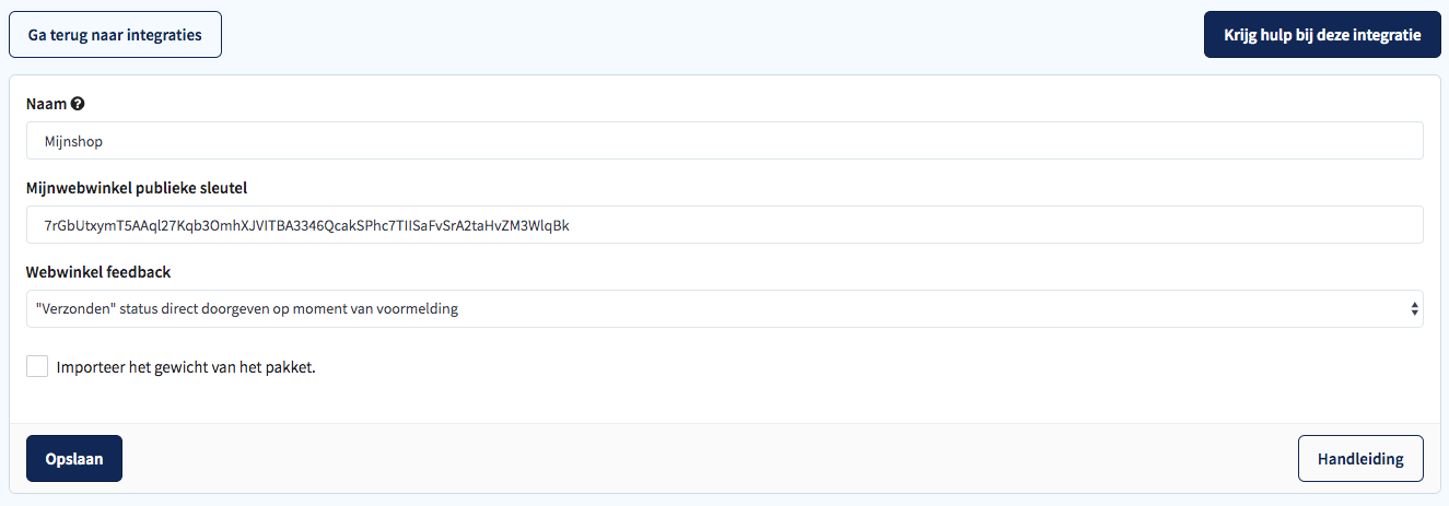 Mijnwebwinkel integratie – Sendcloud Help Center