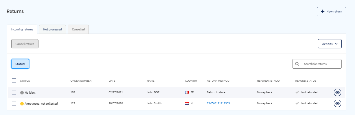 Process your return shipments – Sendcloud Help Centre