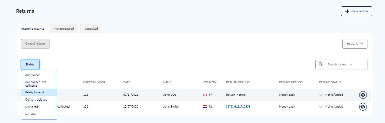 How to export your return shipment data /CSV file – Sendcloud Help Centre