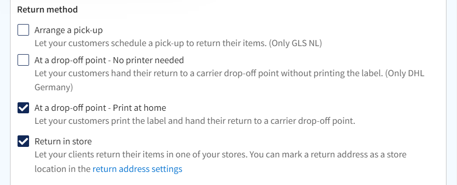 Return rules – Sendcloud Help Centre